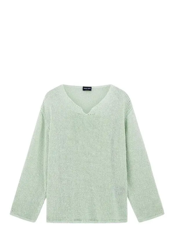 Giorgio Armani Jumper In Linen, Lyocell, And Cashmere - Green