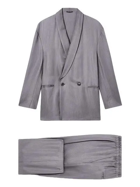 Giorgio Armani Cupro Chevron Double-breasted Suit - Natural