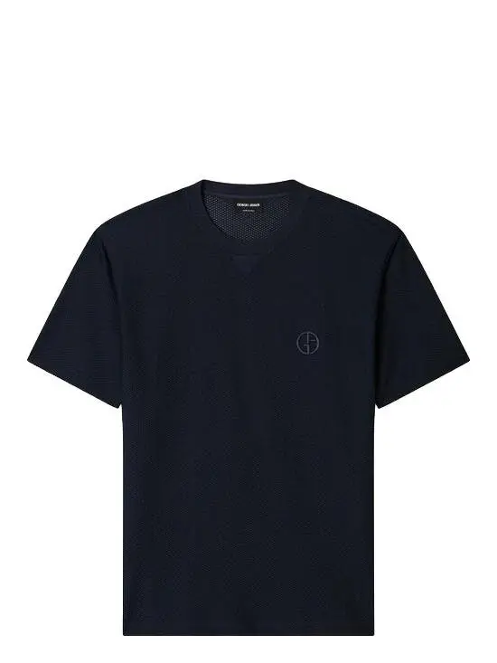 Giorgio Armani Technical Waffle T-shirt - Navy