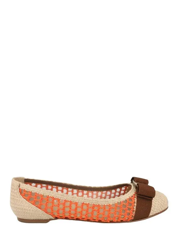 FERRAGAMO Varina Raffia Ballet Flats - Orange