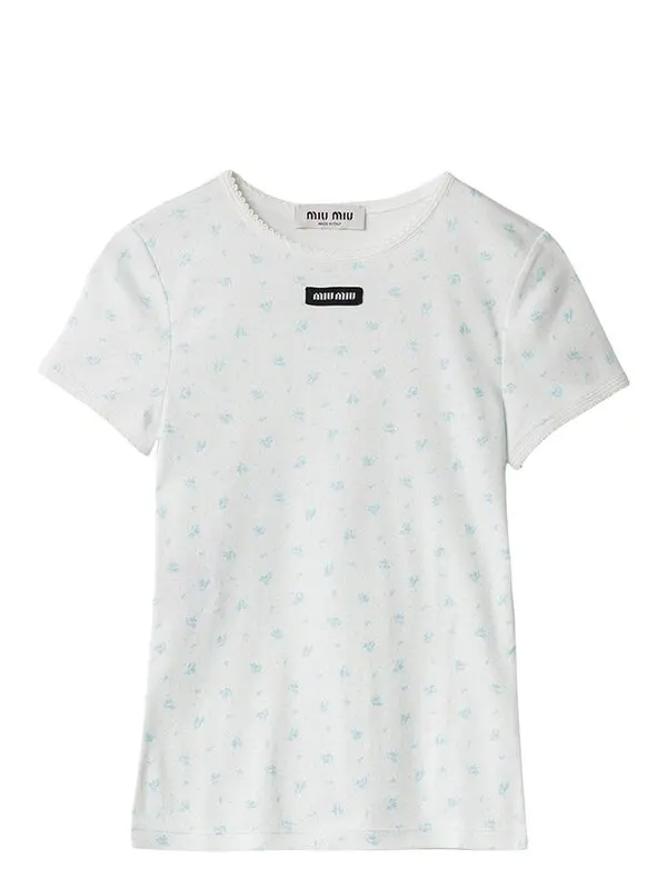 Miu Miu Costina Printed T-shirt - White