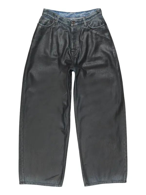 Acne Studios 2023 U Leather Loose Fit Jeans - Black