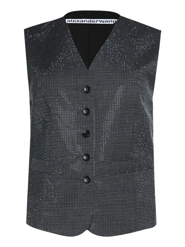 Alexander Wang V-neck Tailored Vest With Hotfix Embellishments - Grey