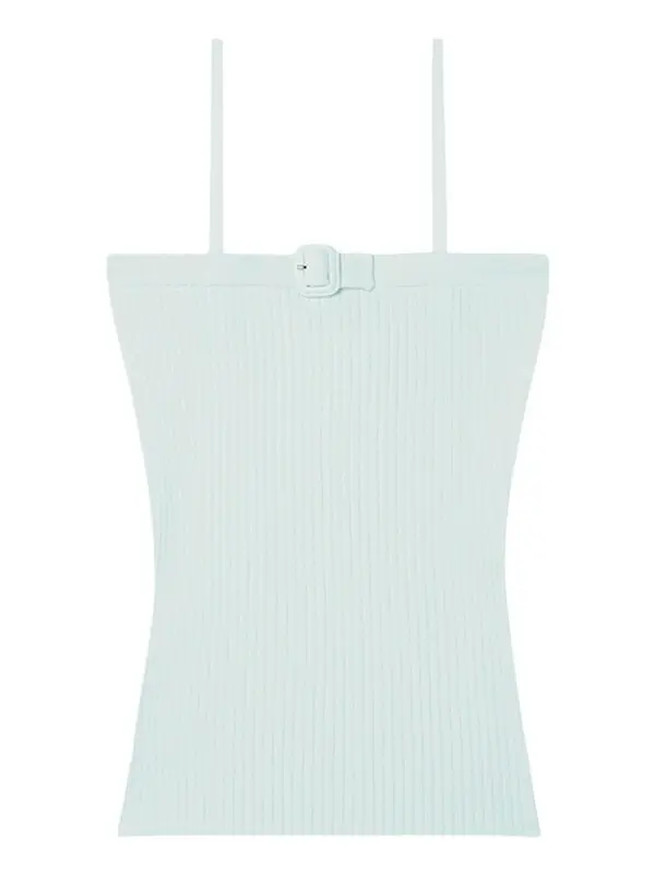 COURREGES Buckle Rib Knit Top - Green