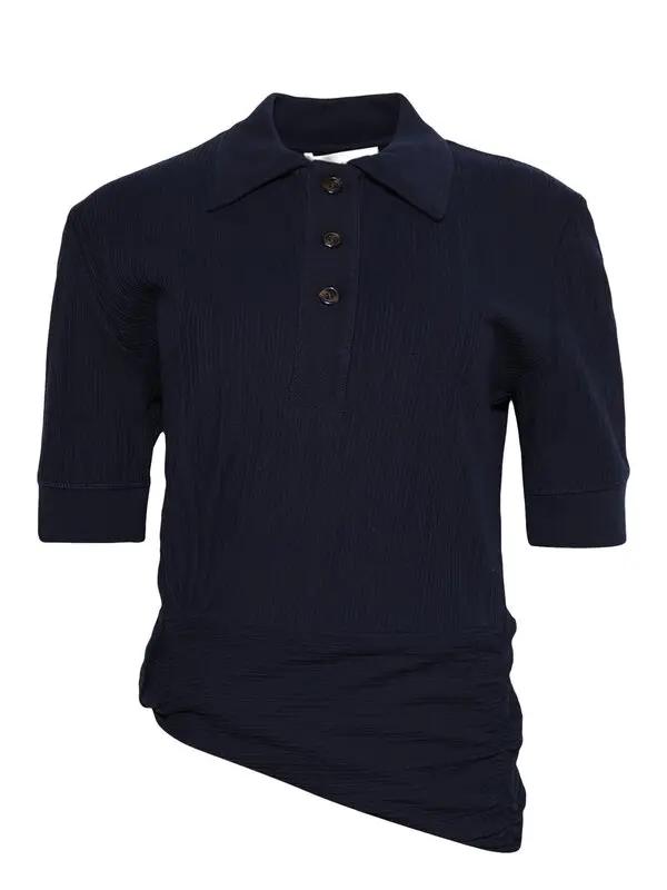 Victoria Beckham Twist Detail Polo Top - Blue