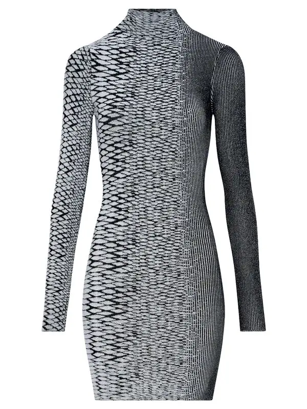 JEAN PAUL GAULTIER 3d Snake Skin Knitted Long-sleeve Dress - Black