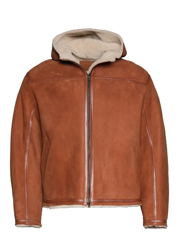 THE ELDER STATESMAN Shearling Workwear Jacket - Brown