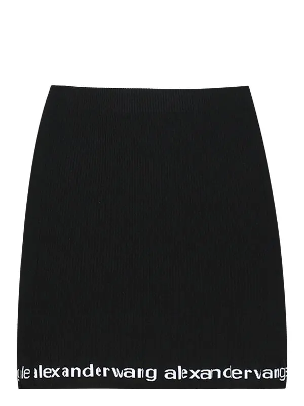 Alexander Wang Ribbed Mini Skirt With Logo - Black