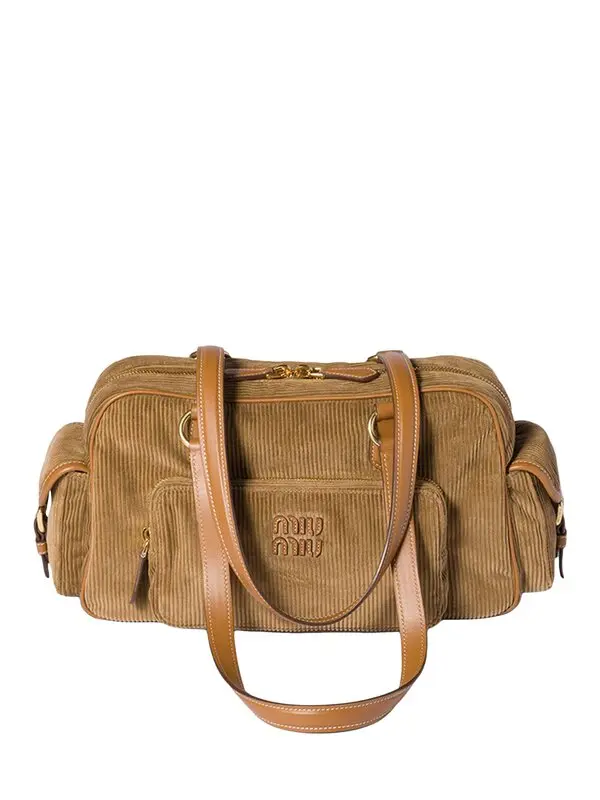 Miu Miu Velluto Righe Handheld Bag - Brown