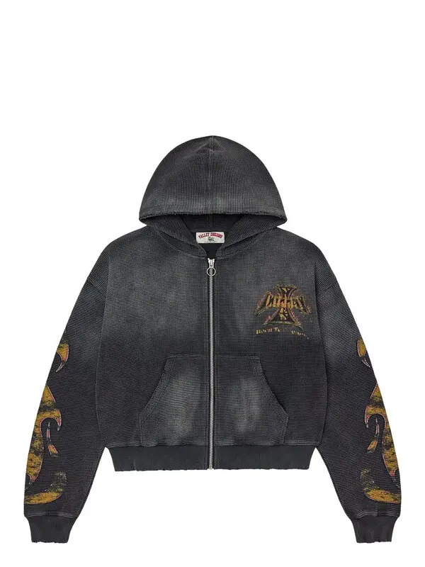 VALE FOREVER Reborn Waffle Zip Up - Black
