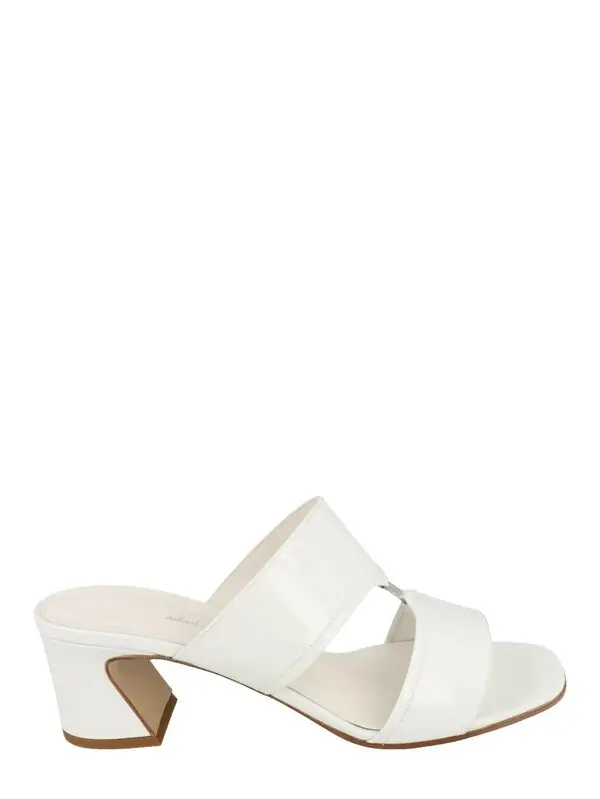 FERRAGAMO Patent Leather Block Heel Sandals - White