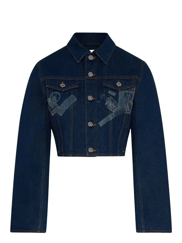 JEAN PAUL GAULTIER Denim Jacket With Trompe L'oeil Print - Blue