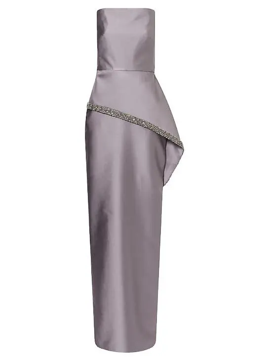 Roland Mouret Square-neck Jewel-embellished Gown - Grey