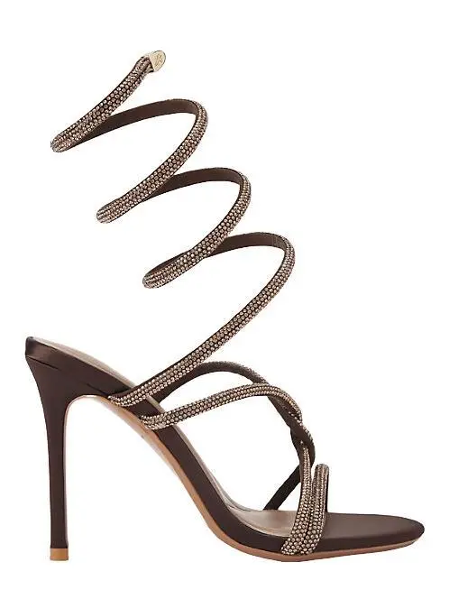 Kurt Geiger Sloane Satin Heeled Sandals - Dark Brown