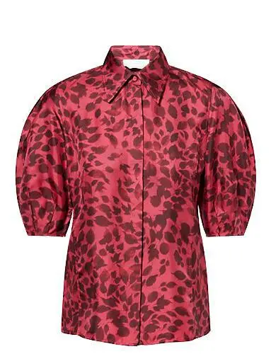 Gabriela Hearst Sansi Puff-sleeve Silk Top - Fuchsia