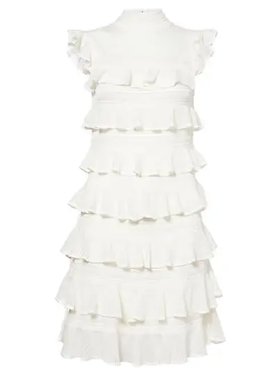 Zimmermann Luna Lace Frill Knitted Mini Dress - Ivory