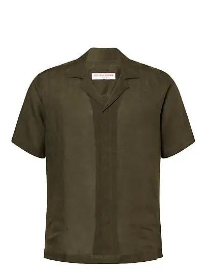 Orlebar Brown Maitan Camp-collar Linen Shirt - Bayleaf Green