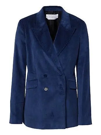 Gabriela Hearst Angela Double-breasted Cotton-corduroy Blazer - Electric Navy