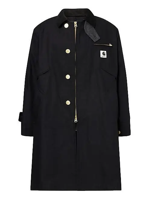 Sacai X Carhartt Wip Logo-patch Cotton Coat - Black