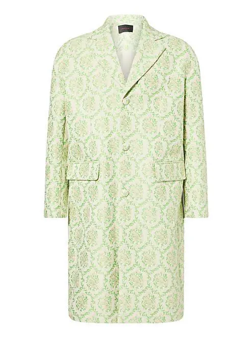 Simone Rocha Jacquard Cotton-blend Coat - Green Floral