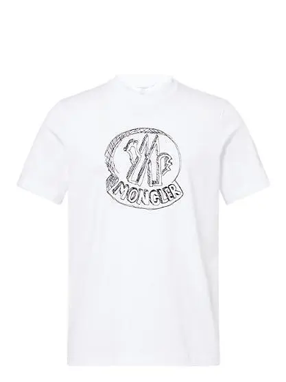 Moncler Crewneck Embroidered-logo Cotton T-shirt - White