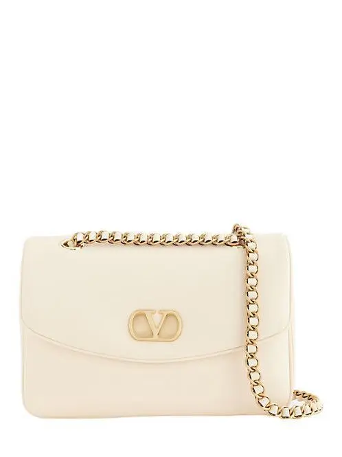 Valentino Garavani Djuna Medium Leather Shoulder Bag - Butter White