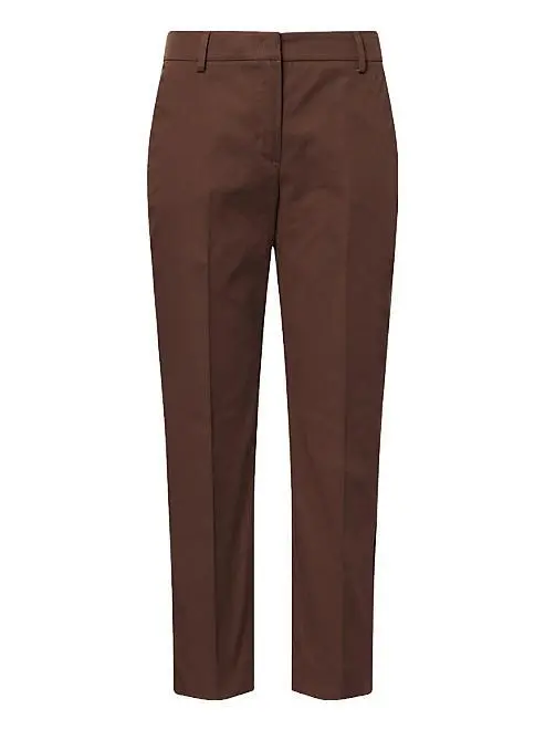 Max Mara Cropped Cigarette Slim-fit Cotton Trousers - Chocolate