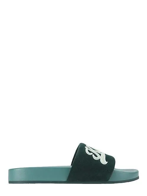 Kurt Geiger Script Suede Slides - Dark Green