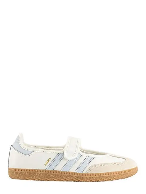 Adidas Samba Jane Leather Trainers - Cloud White Gum Halo Blu