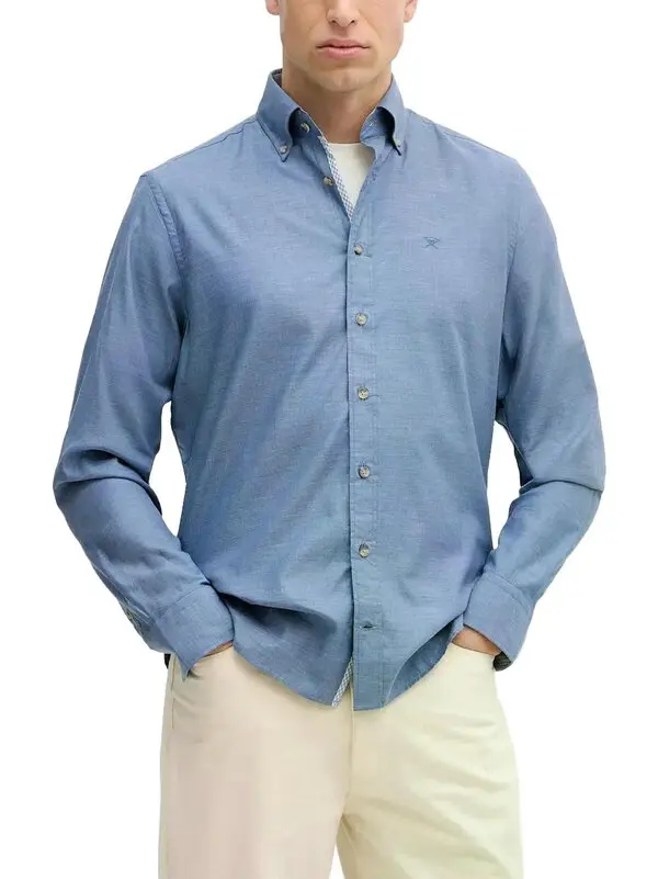 HACKETT Button-fastening Logo-embroidered Shirt - Blue