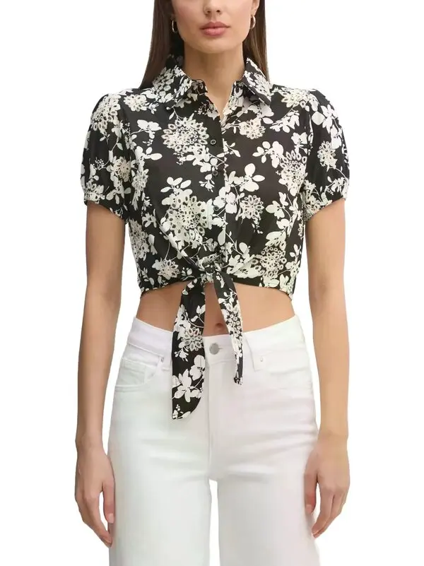 GAUDI Floral Tie-front Shirt - Black