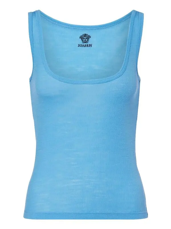 Versace Medusa Virgin Wool Tank Top - Blue