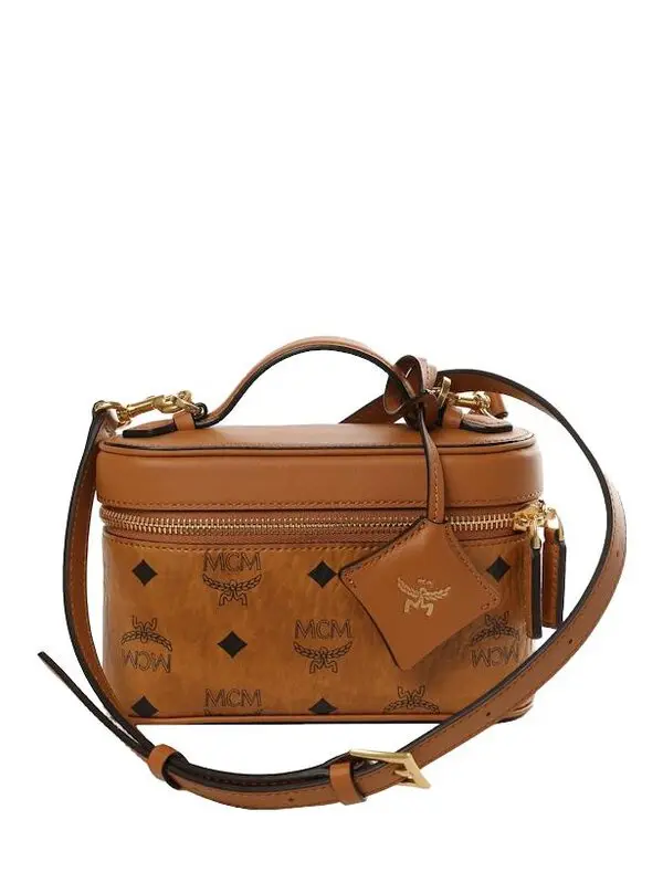 Mcm Aren Vi Leather Mix Mini Crossbody Bag - Cognac