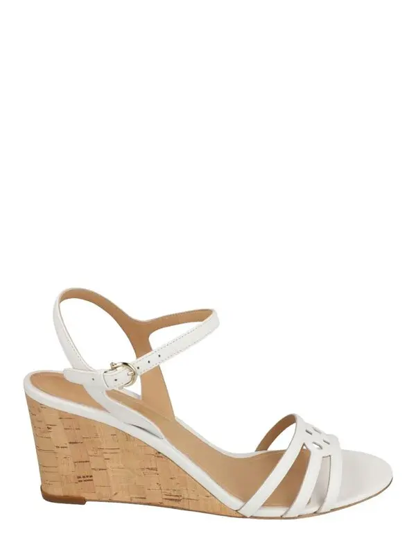 FERRAGAMO Fieri Leather Wedge Sandals - White