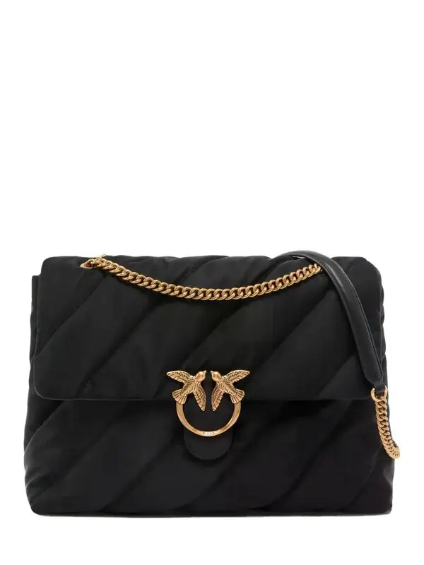Pinko Quilted Cross Body Bag With Bird Appliqu - Black