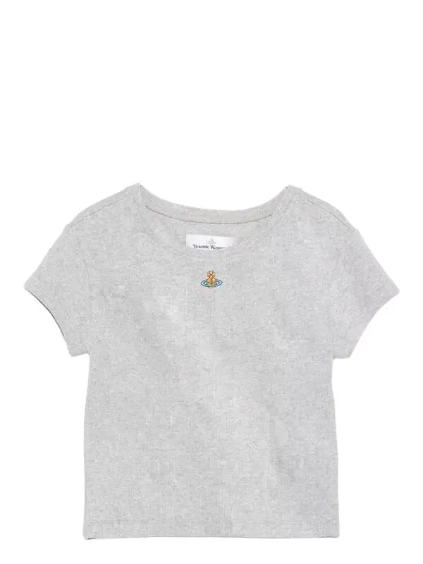 VIVIENNE WESTWOOD Logo-embroidered T-shirt - Grey