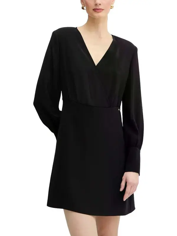 Armani Exchange V-neck Long Sleeve Mini Dress - Black