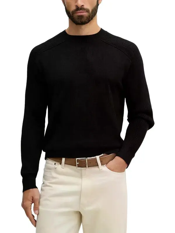 Armani Exchange Ribbed Crew-neck Sweater - Black