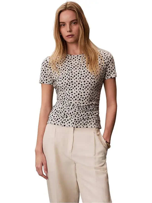 Calvin Klein Ruched Slim T-shirt - Tofu Print