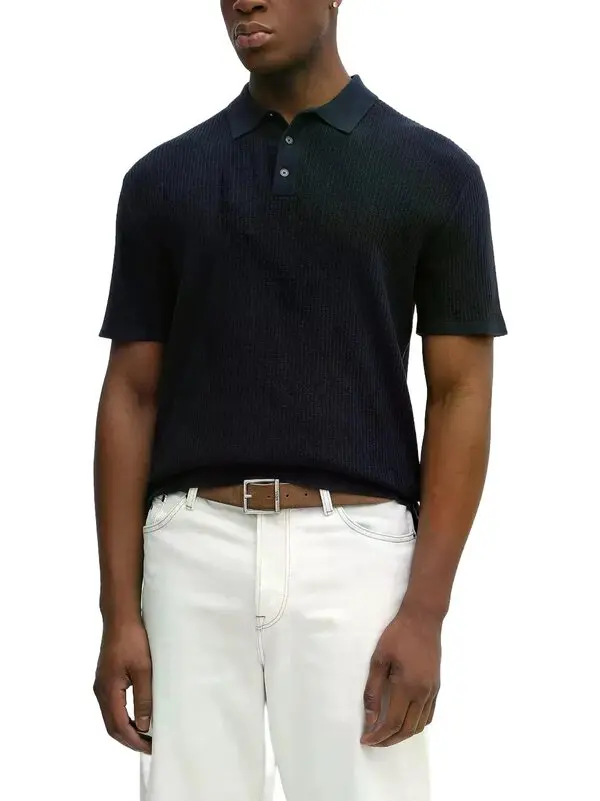 Michael Kors Ribbed-knit Polo Shirt - Blue