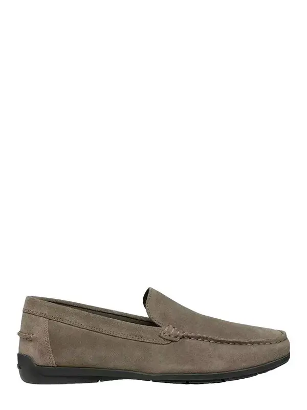 Geox Topstitched Suede Loafers - Grey