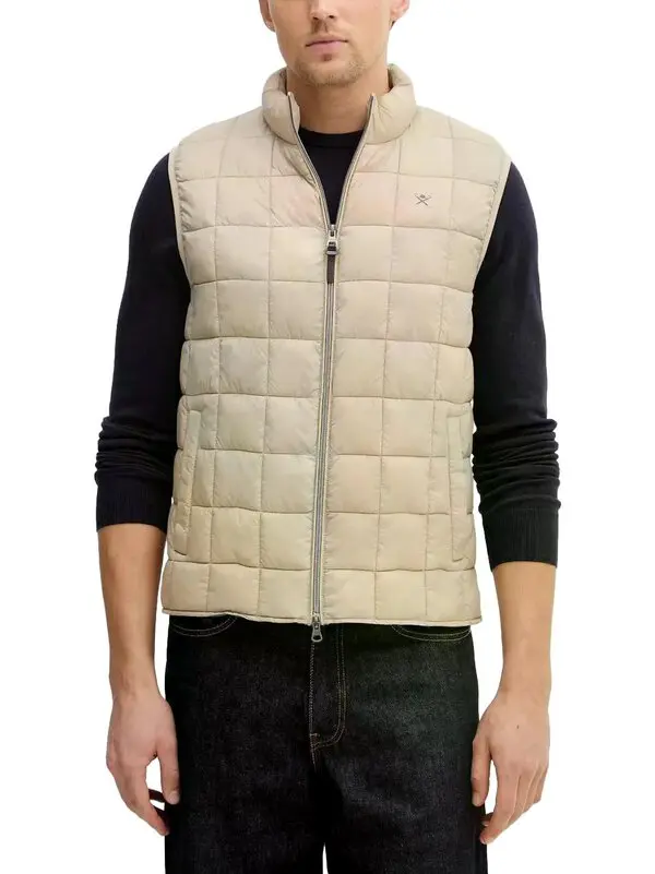 HACKETT Quilted Gilet With Logo Embroidery - Neutrals