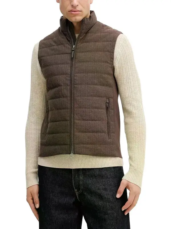 HACKETT Quilted Zip-front Gilet - Brown