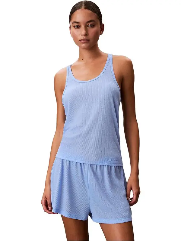 Calvin Klein Waffle Knit Tank Top - Blue Descent