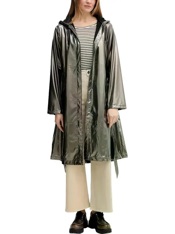 Rains Belted Hooded Coat - Grey