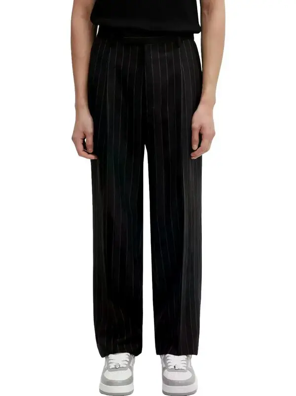 WACKO MARIA Pinstripe Pleated Trousers - Black