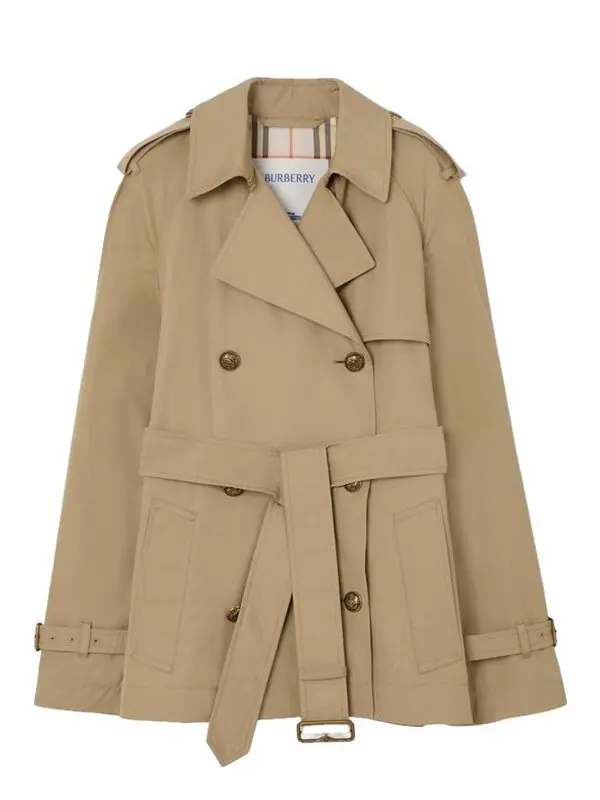 Burberry Short Lightweight Cotton Belgravia Trench Coat - Sparrow Beige