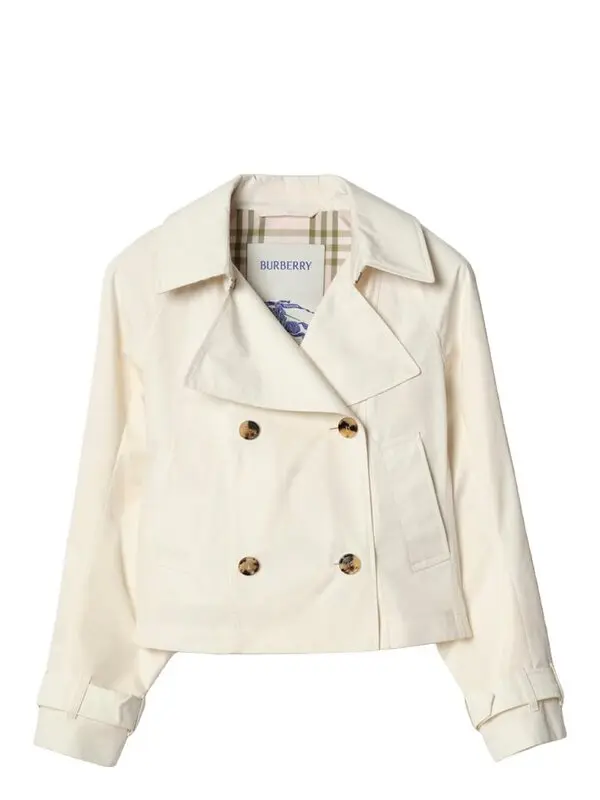 Burberry Cropped Lightweight Ladybrook Trench Jacket - Seashell White
