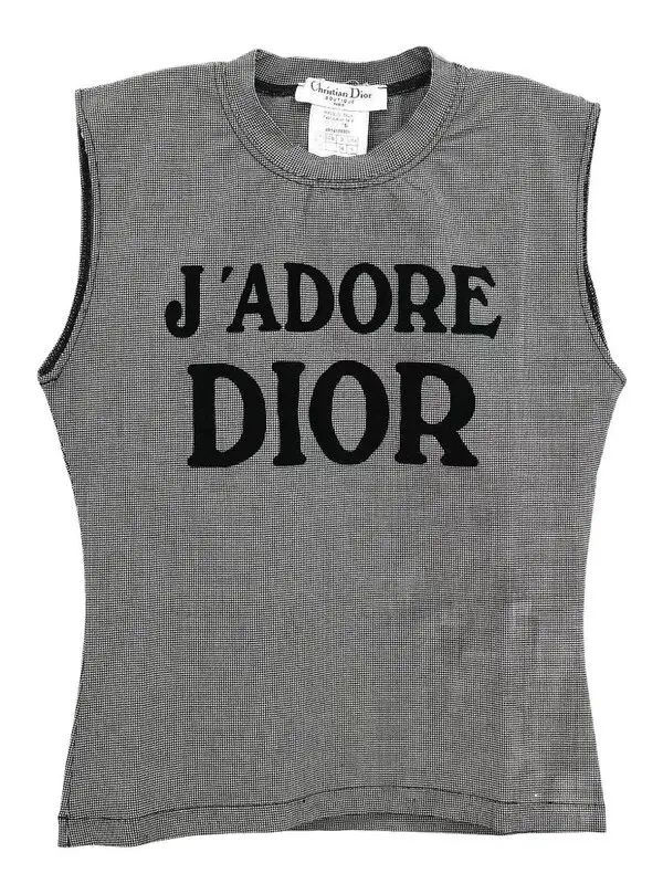 Dior 2002 Houndstooth Sleeveless Tank Top - Grey