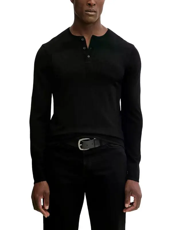 Armani Exchange Buttoned Long Sleeve Sweater - Black